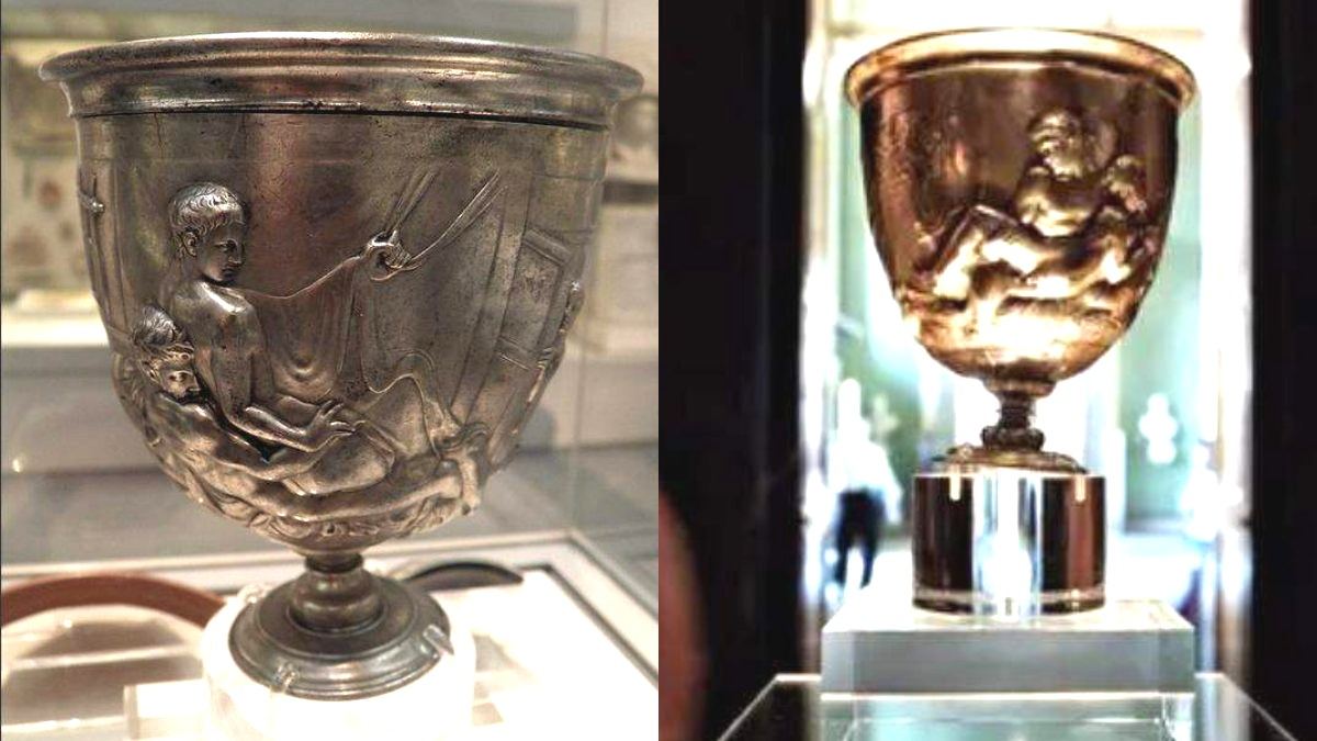 "ถ้วยแห่งชายชาตรี " (The Warren Cup) ตั้งตามชื่อเจ้าของคนแรก ประดับด้วย ...