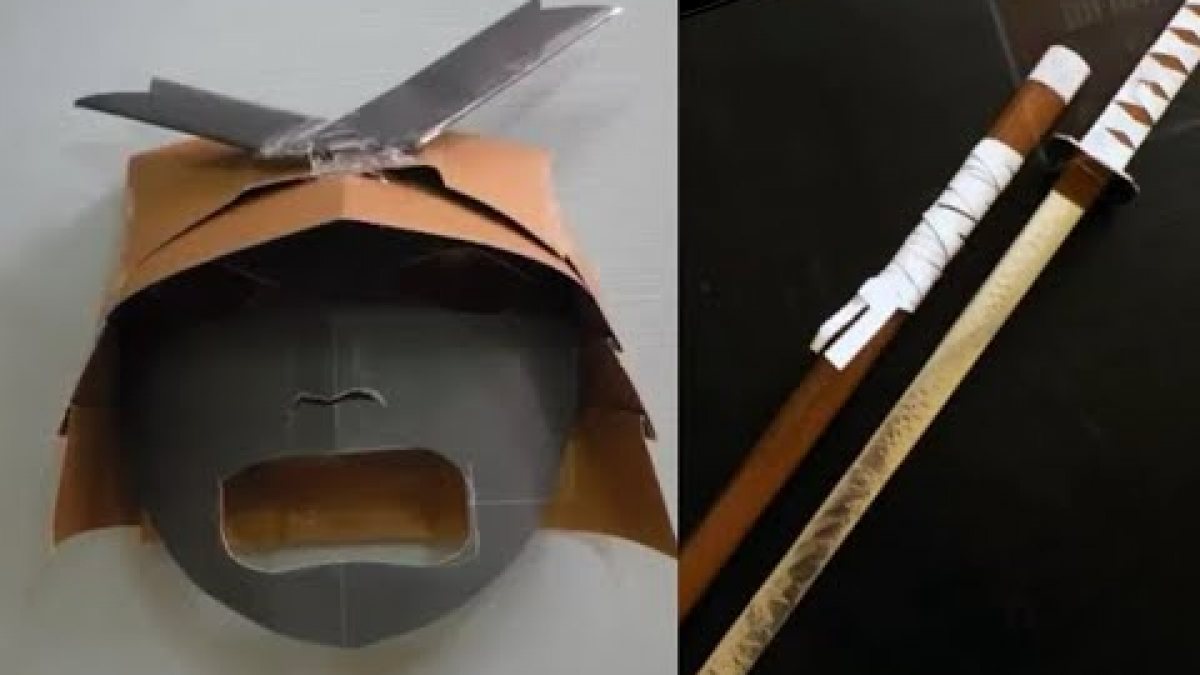 DIY.หน้ากากซามูไร และดาบซามูไร จากกระดาษ | Samurai mask and samurai ...