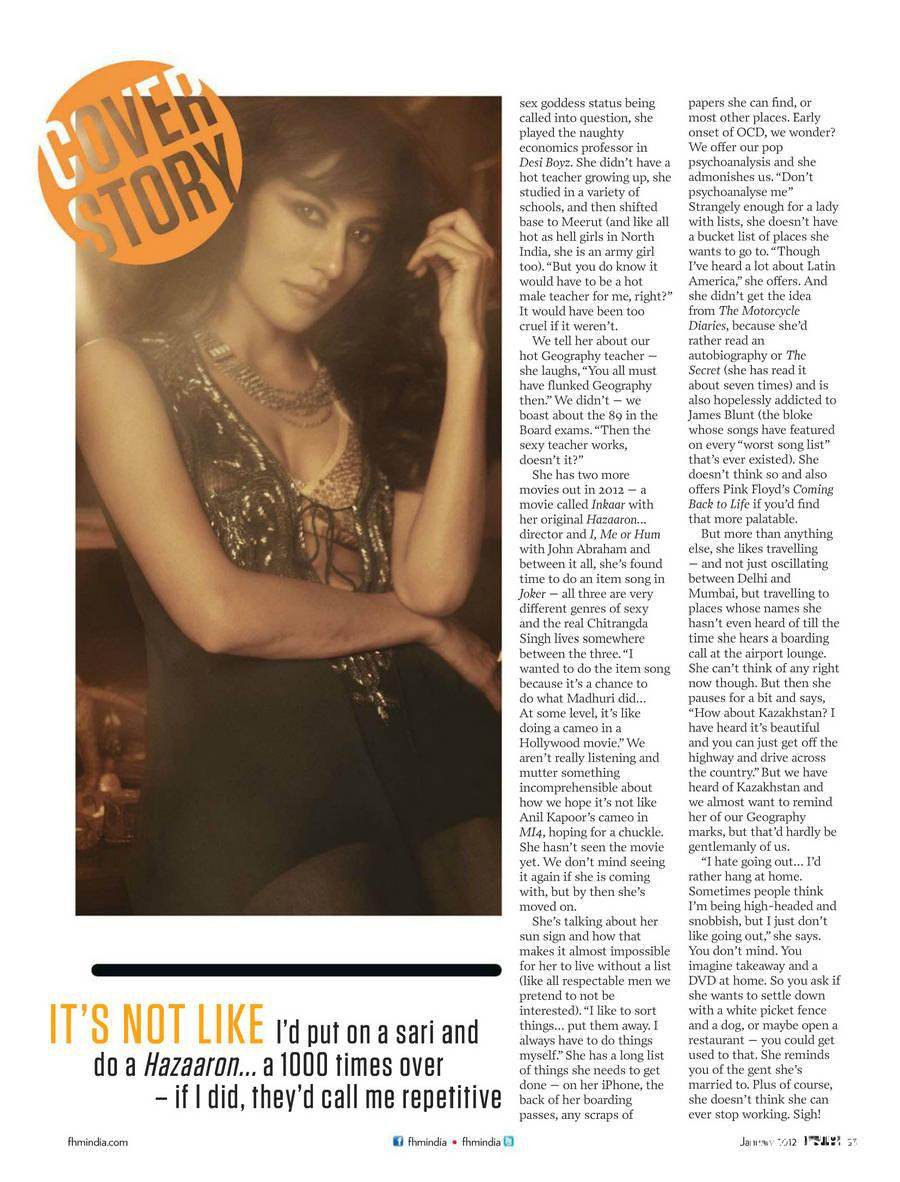 Chitrangada Singh @ FHM India January 2012