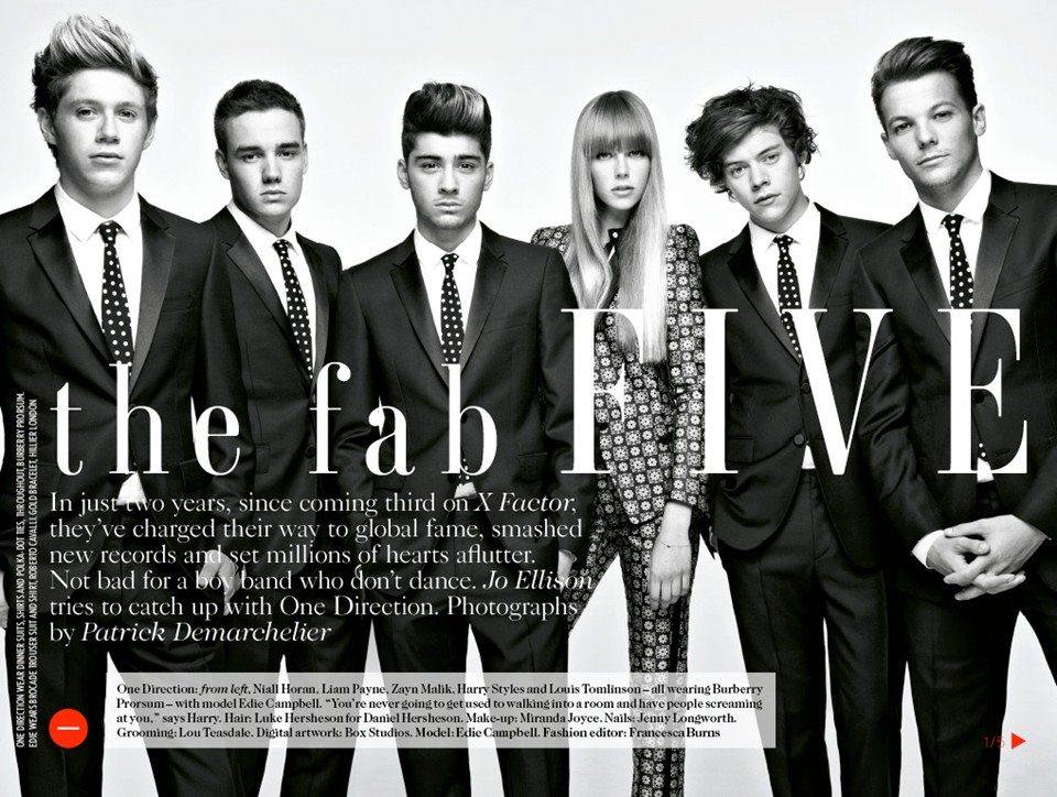One Direction & Edie Campbell @ Vogue UK December 2012